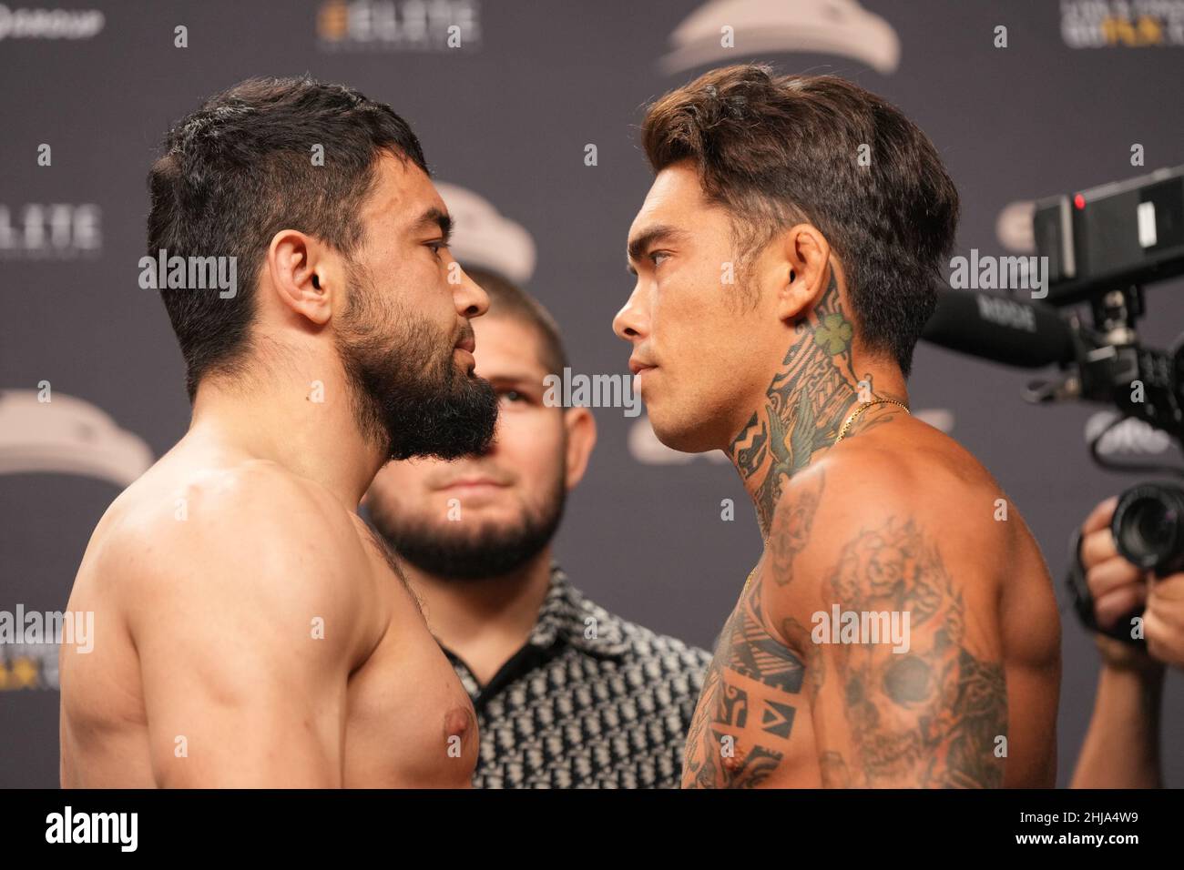 MIAMI, FL- JANUARY 27: (L-R) Loik Radzhabov vs. Zach Zane face-off at ...