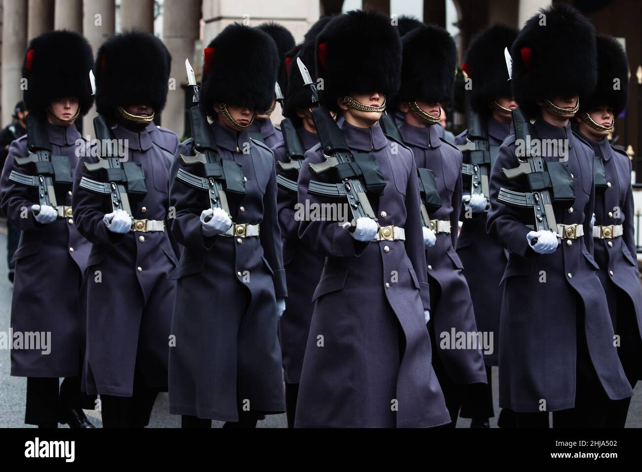 Windsor, UK. 27th January, 2022. The 1st Battalion Grenadier Guards ...