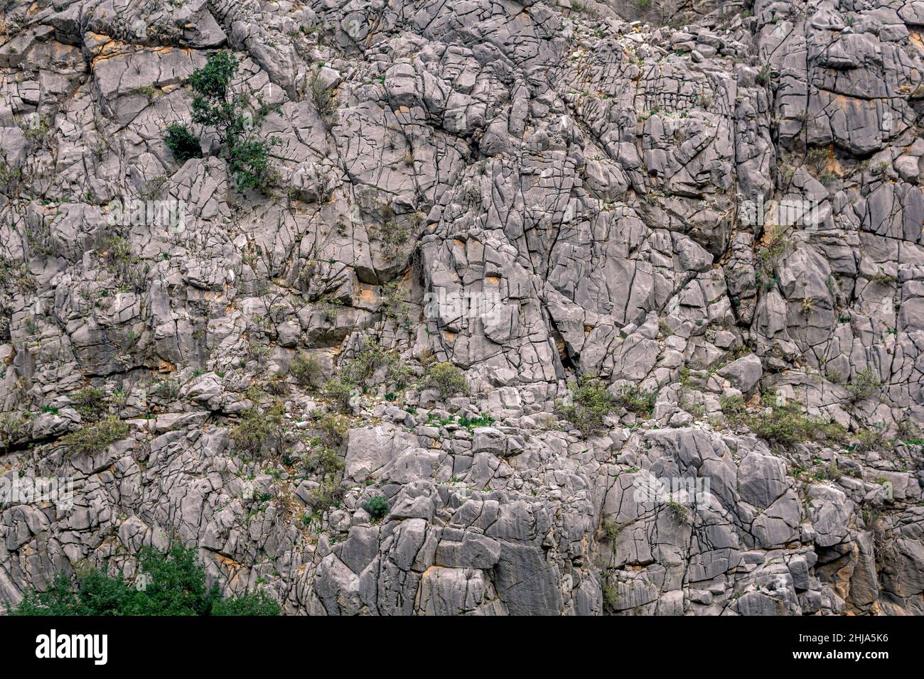 landscape, natural texture - sheer rocky wall with cracks and ...