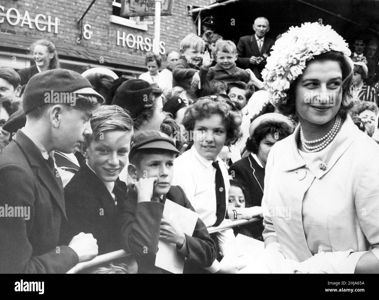 Princess Alexandra with children who waited to see her outside ...