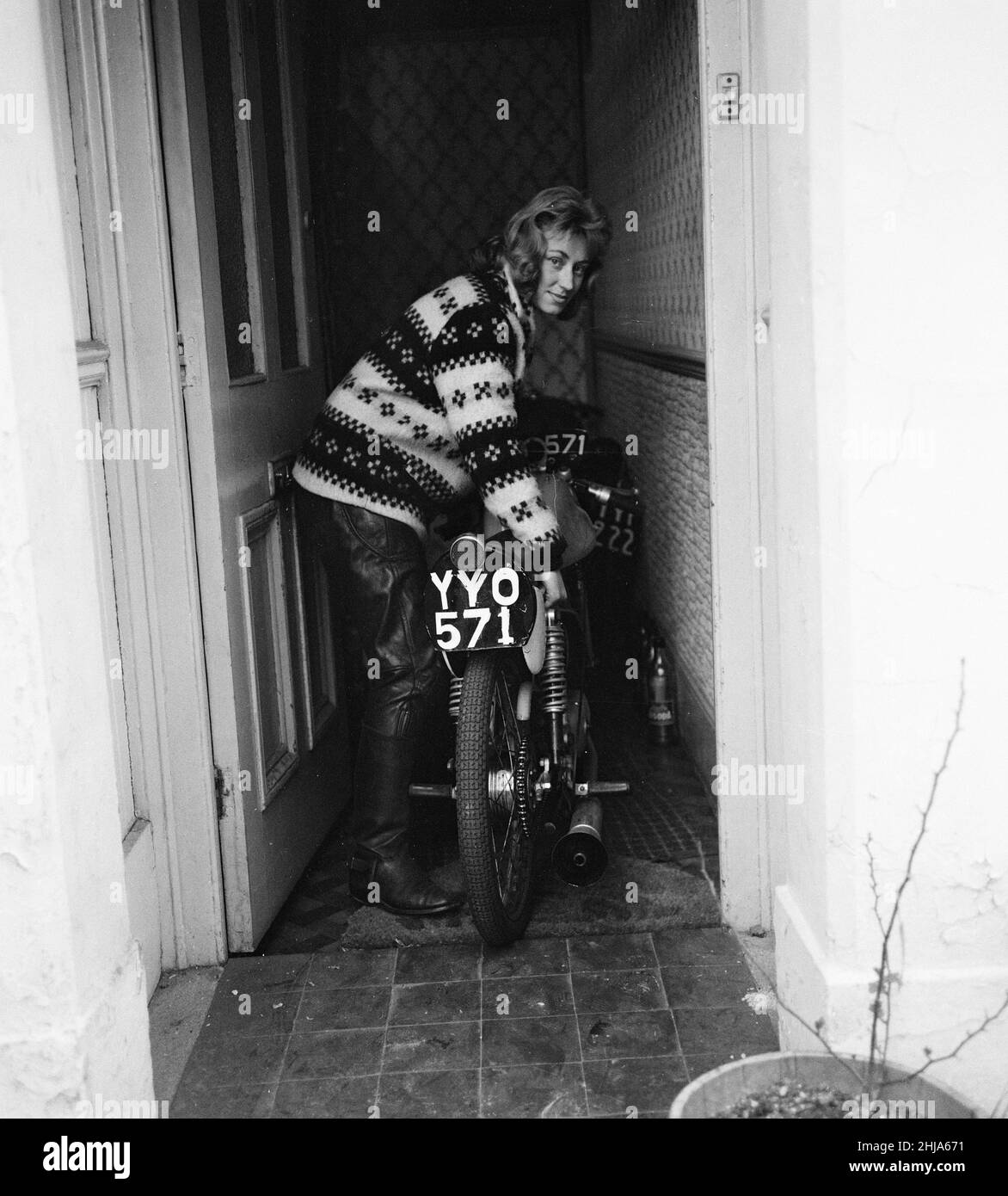 Beryl Swain, housewife and motorcycle road racer from London, she will ...