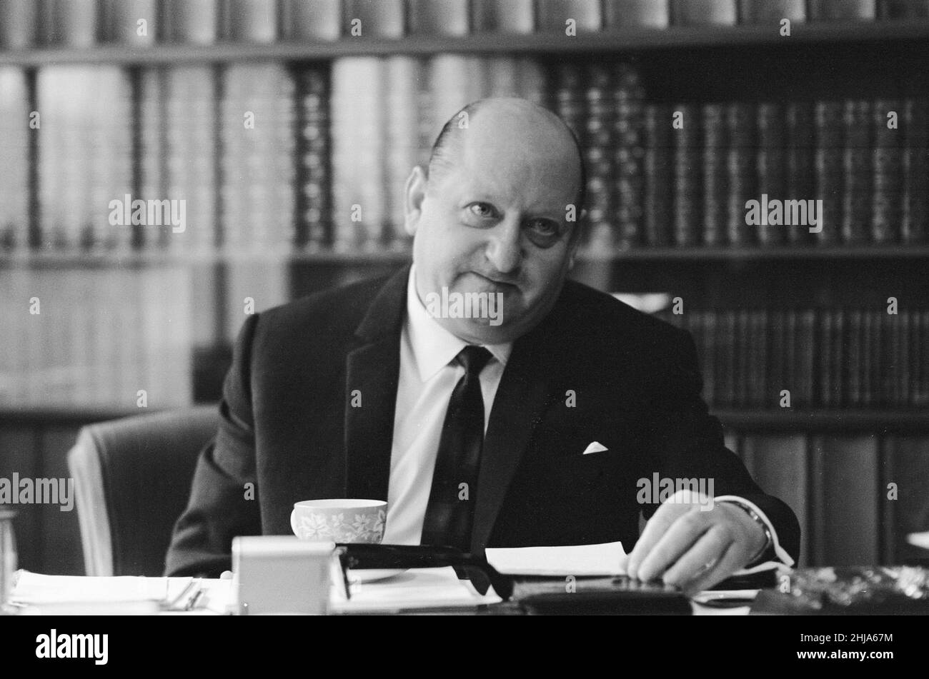 Media mogul Lew Grade pictured in his office at the ATV studios in ...