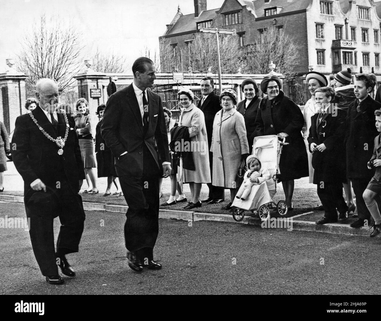 The Duke of Edinburgh with the Lord Mayor of Cardiff arrives at the ...