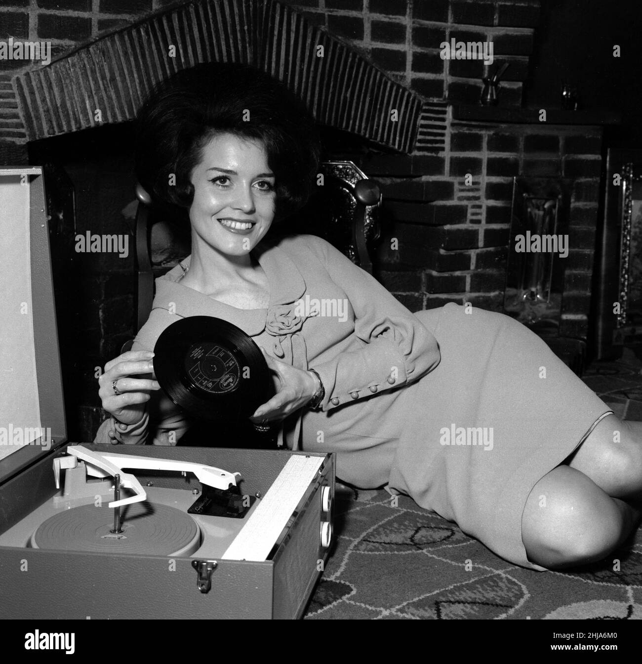 Julie Rogers April 1964 Singer pictured at home with her new record ...