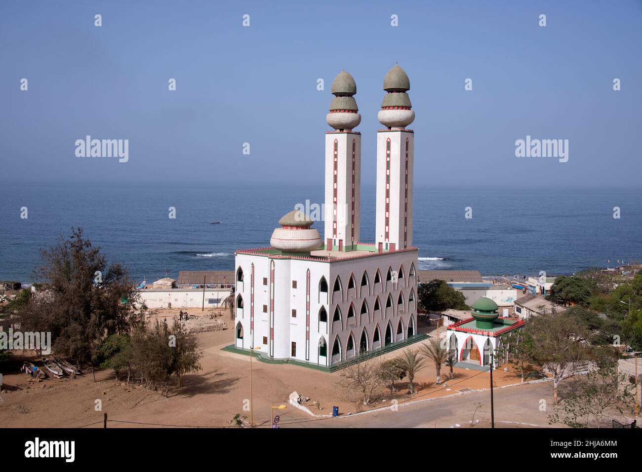 View of the Divinity Mosque in the town of Ouakam on the coast of Dakar ...
