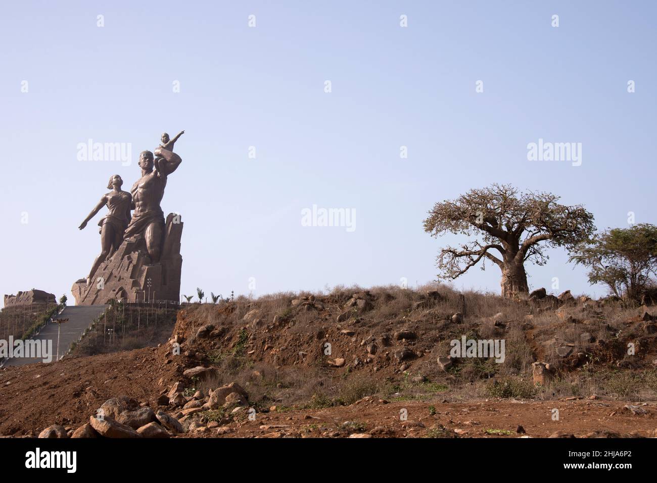 Monument to the African Renaissance on a hill in the city of Dakar ...