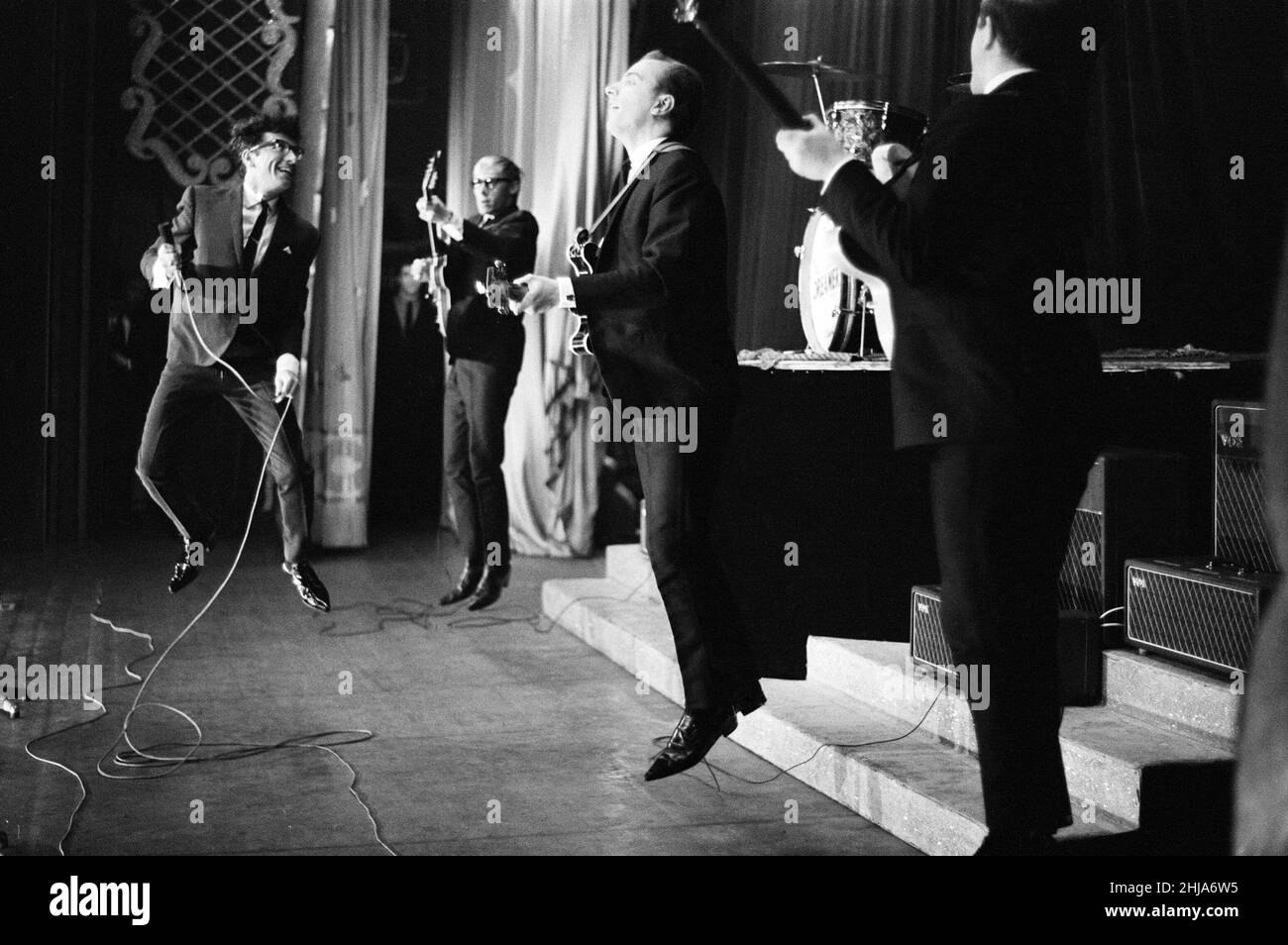Manchester pop group Freddie and the Dreamers performing on stage at ...