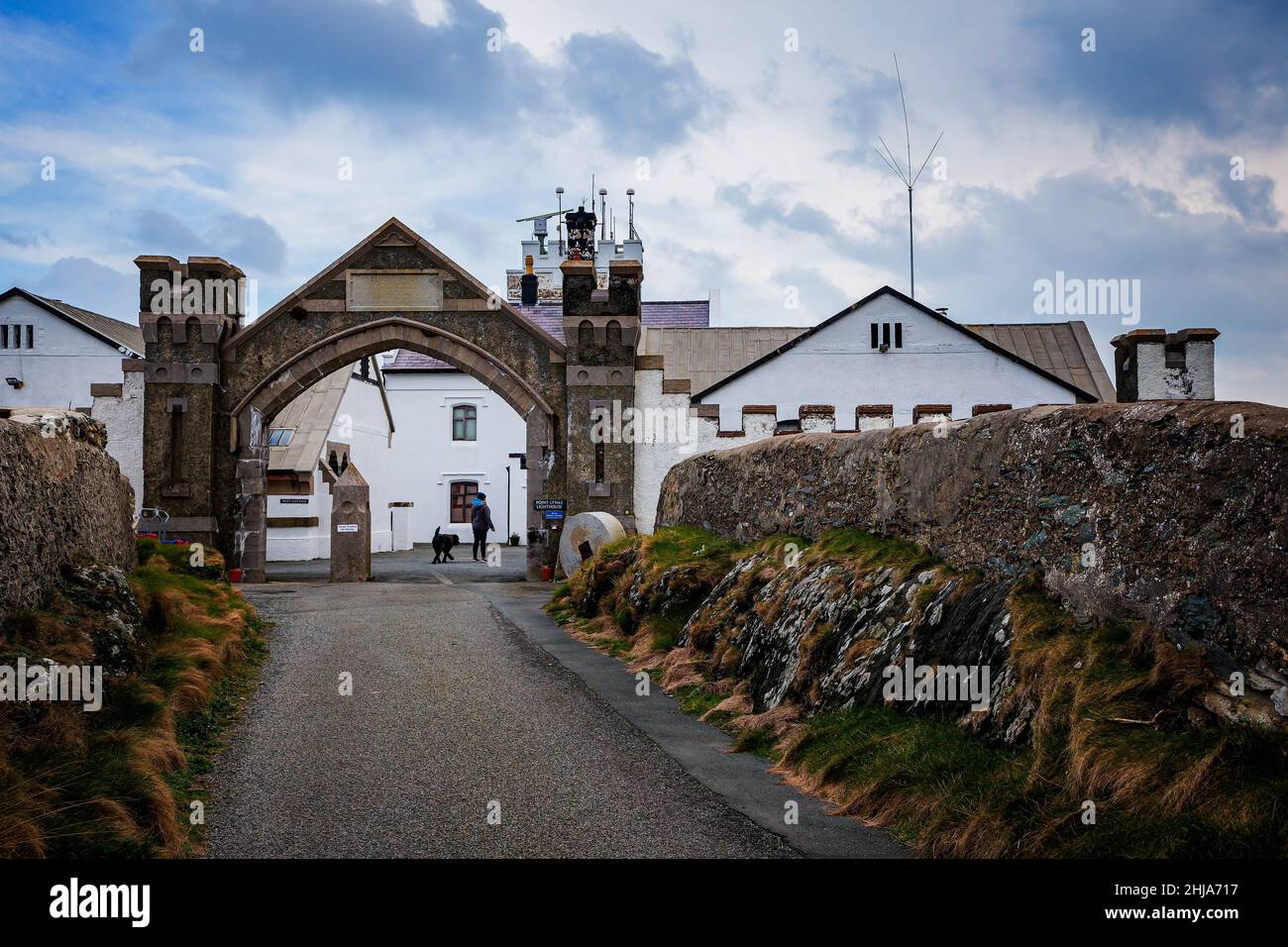 Entrance gate leading to the historic Point Lynas Lighthouse, now under ...
