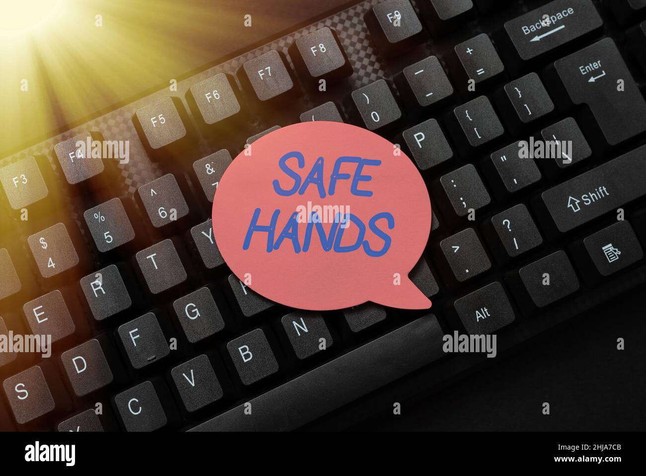 Hand writing sign Safe Hands. Business concept Ensuring the sterility ...