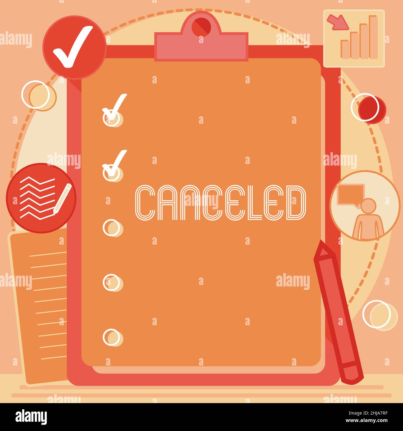 Hand writing sign Canceled. Word for to decide not to conduct or ...