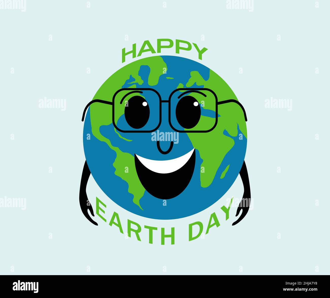 illustration of the earth in glasses, with a wide smile on the lips, to ...