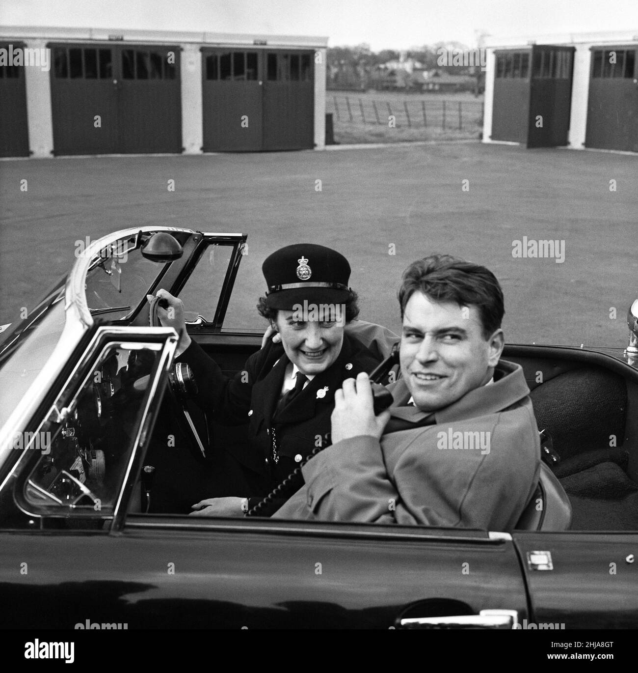 Some of the cast of the Z-Car series on a tour of the Police Headquarters at Hutton, near ...