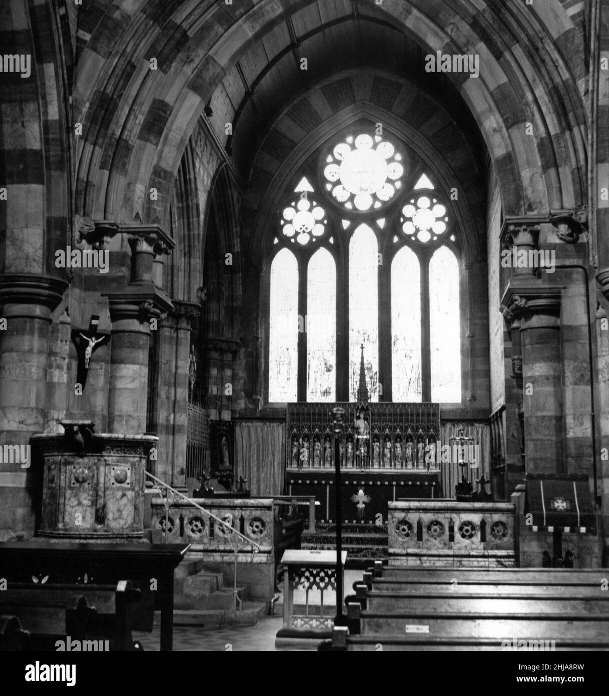 Interior view of St Margaret's Church, Roath, Cardiff, Wales. Circa ...