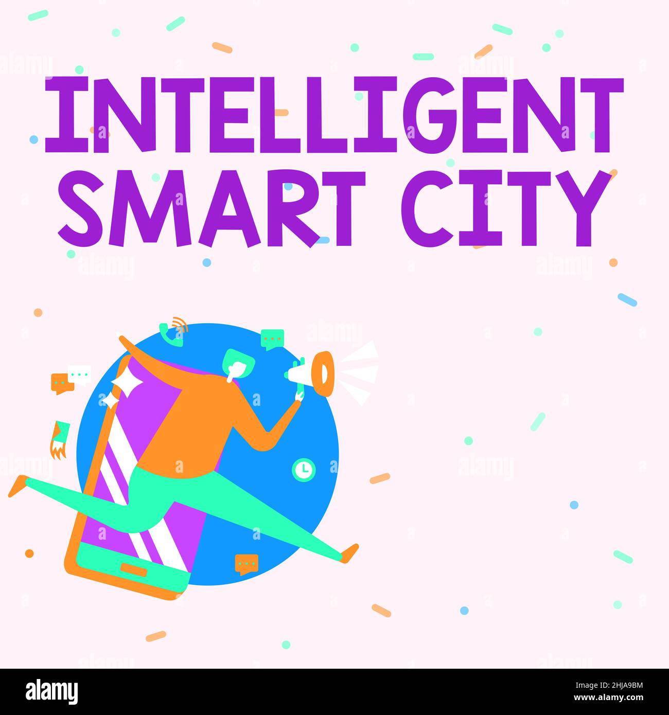 Handwriting text Intelligent Smart City. Word Written on Urban ...