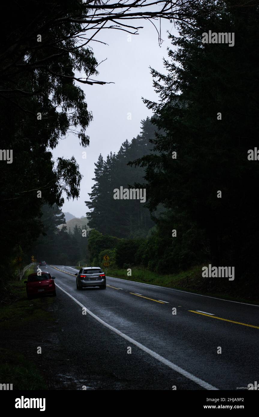 Vertical shot of cars on road in NZ Stock Photo - Alamy