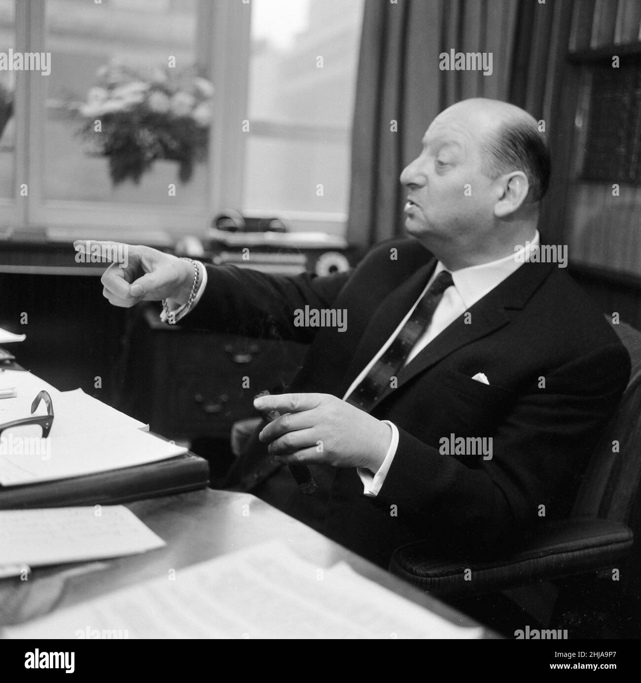 Media mogul Lew Grade pictured in his office at the ATV studios in ...