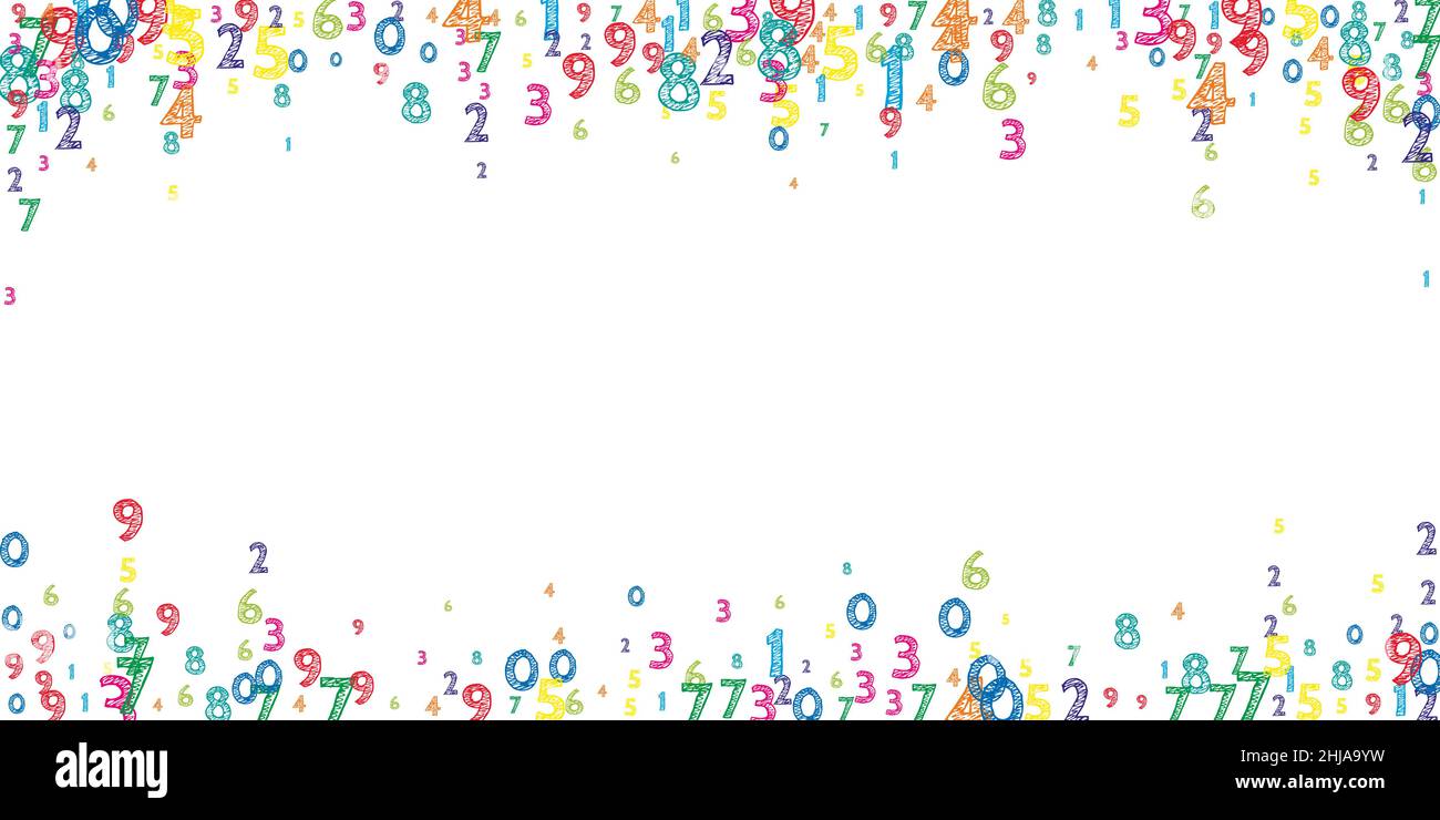 Falling colorful orderly numbers. Math study concept with flying digits ...