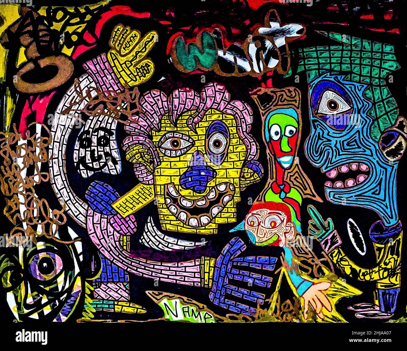yellow face drawing in marker Stock Photo - Alamy