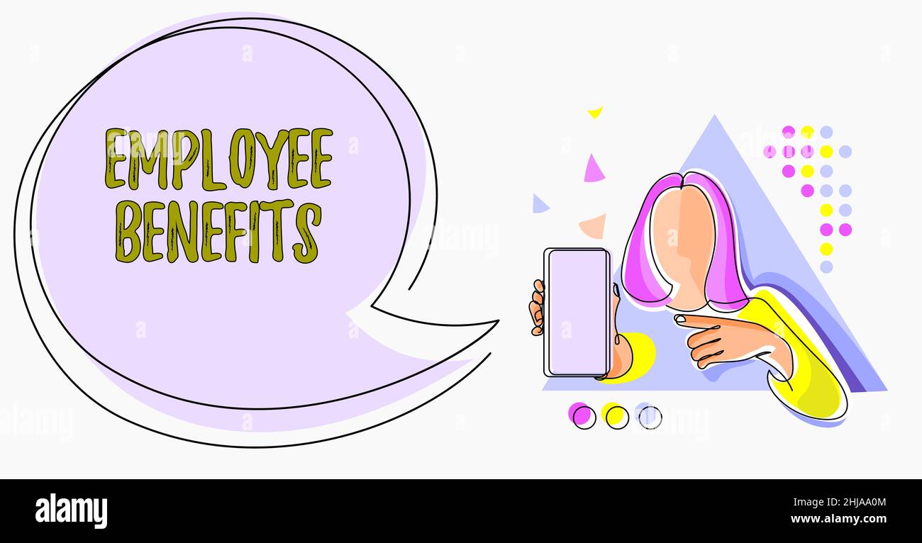 Text sign showing Employee Benefits. Word Written on form of ...