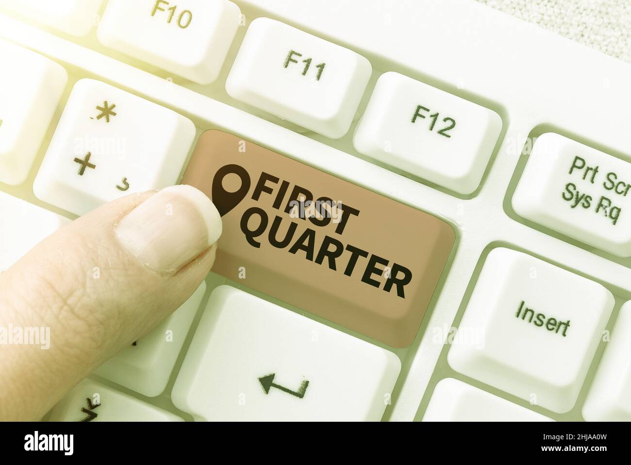 Hand writing sign First Quarter. Business idea one of the considered ...