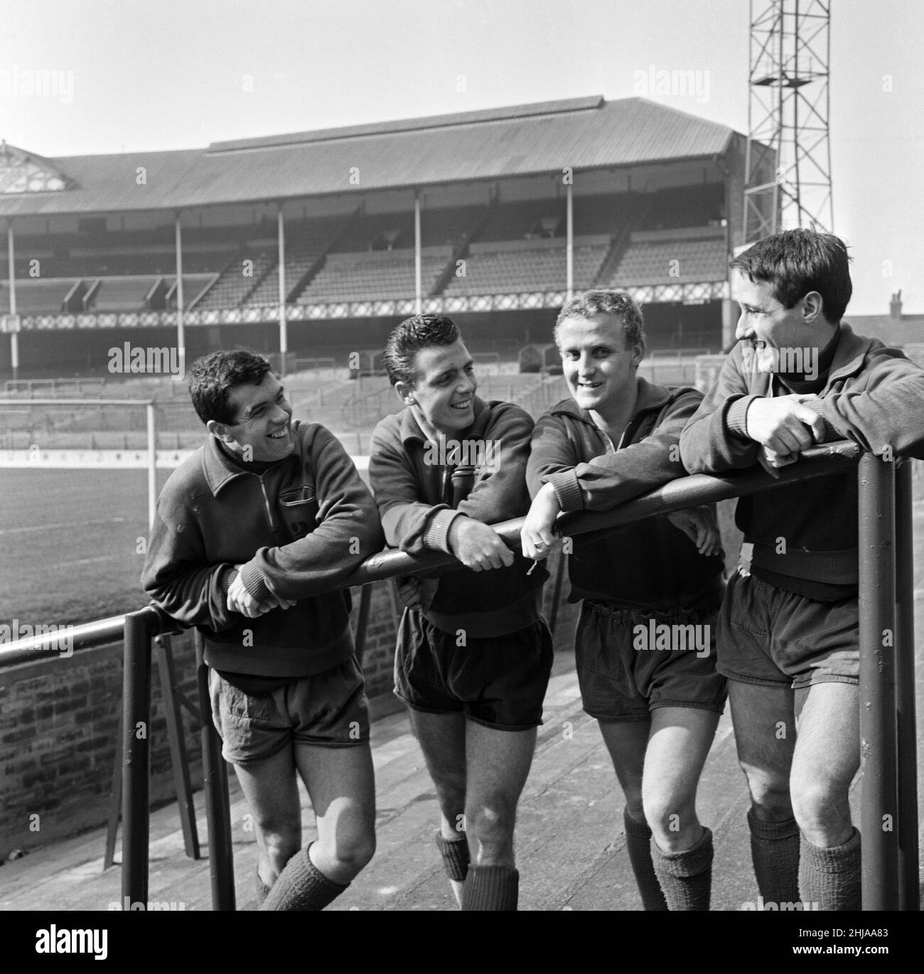 Alex Scott, Fred Pickering, Alex Young and Derek Temple on the terraces ...