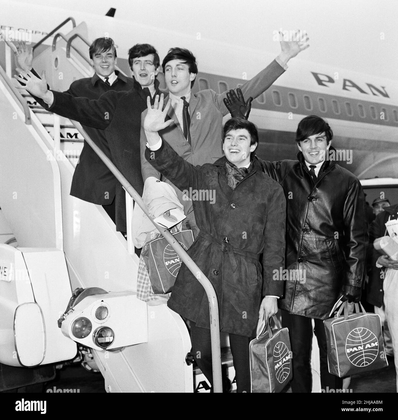 The English pop rock group, Dave Clark Five at an airport leaving for ...