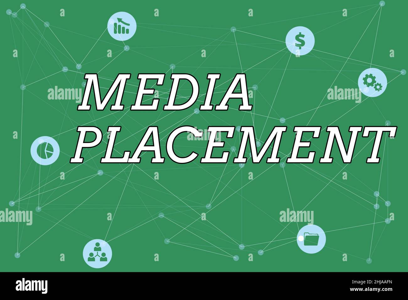 Sign displaying Media Placement. Word Written on inserting a digital ad ...