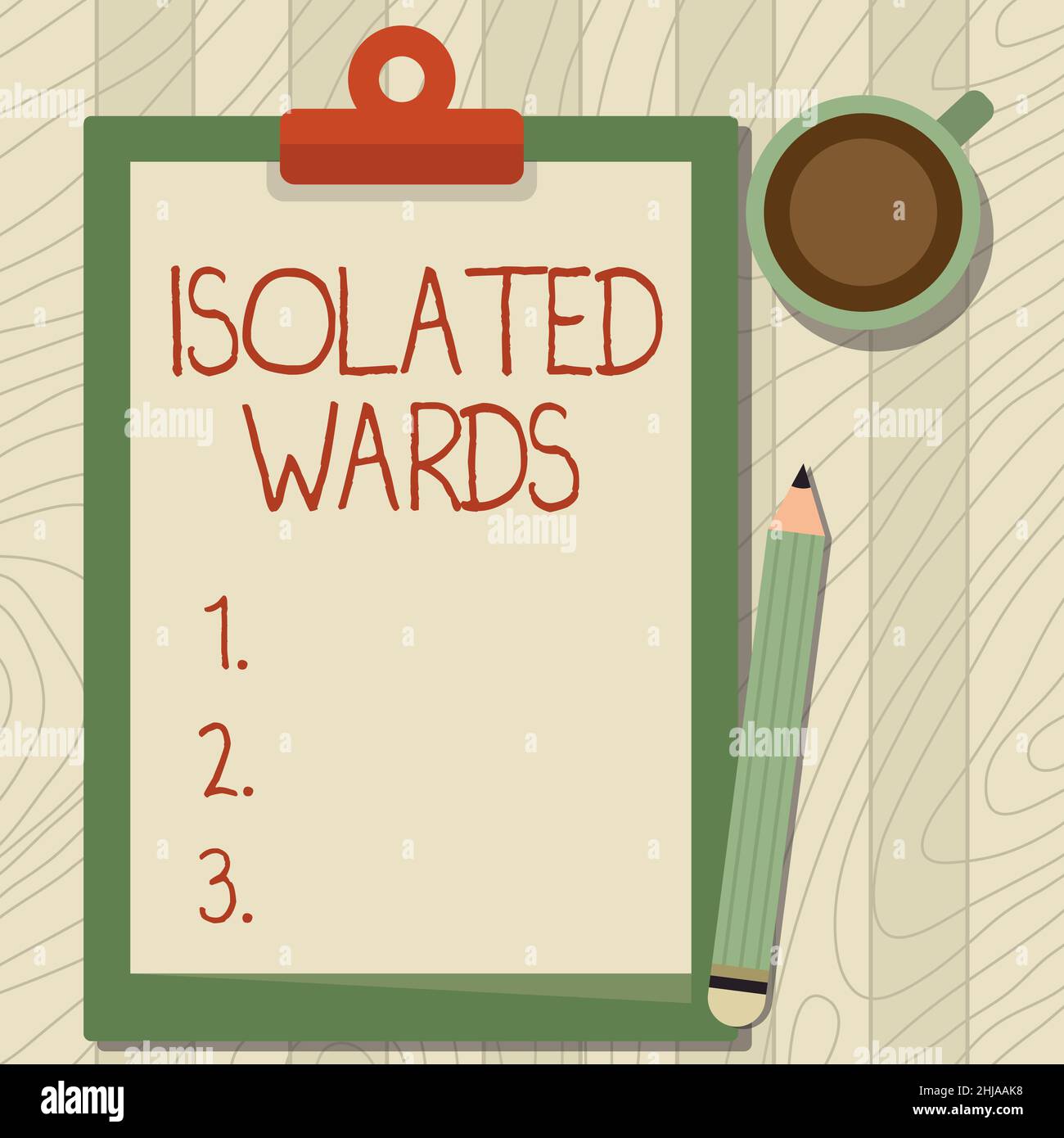 Text caption presenting Isolated Wards. Word for far away from places ...