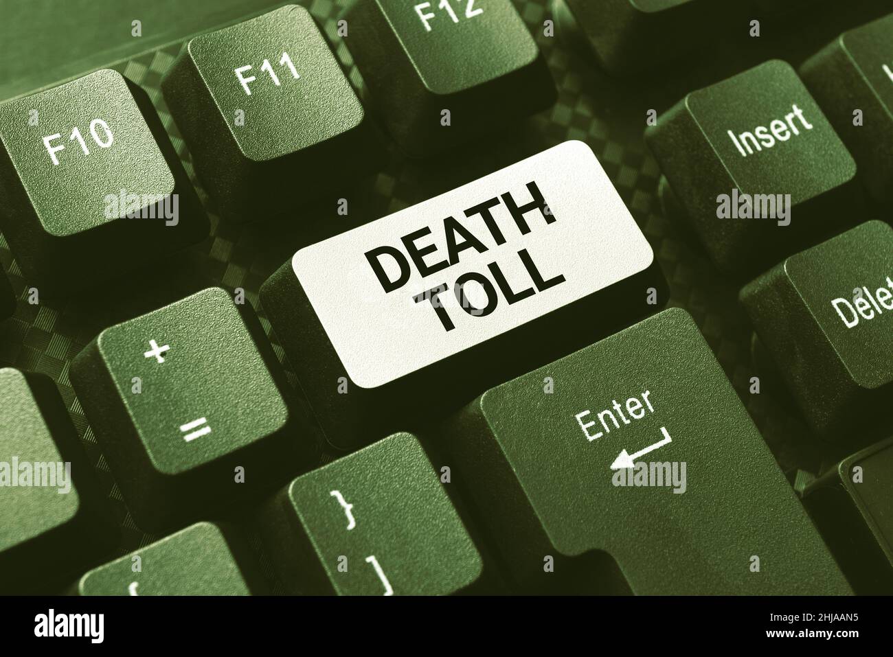 Text caption presenting Death Toll. Conceptual photo the number of ...