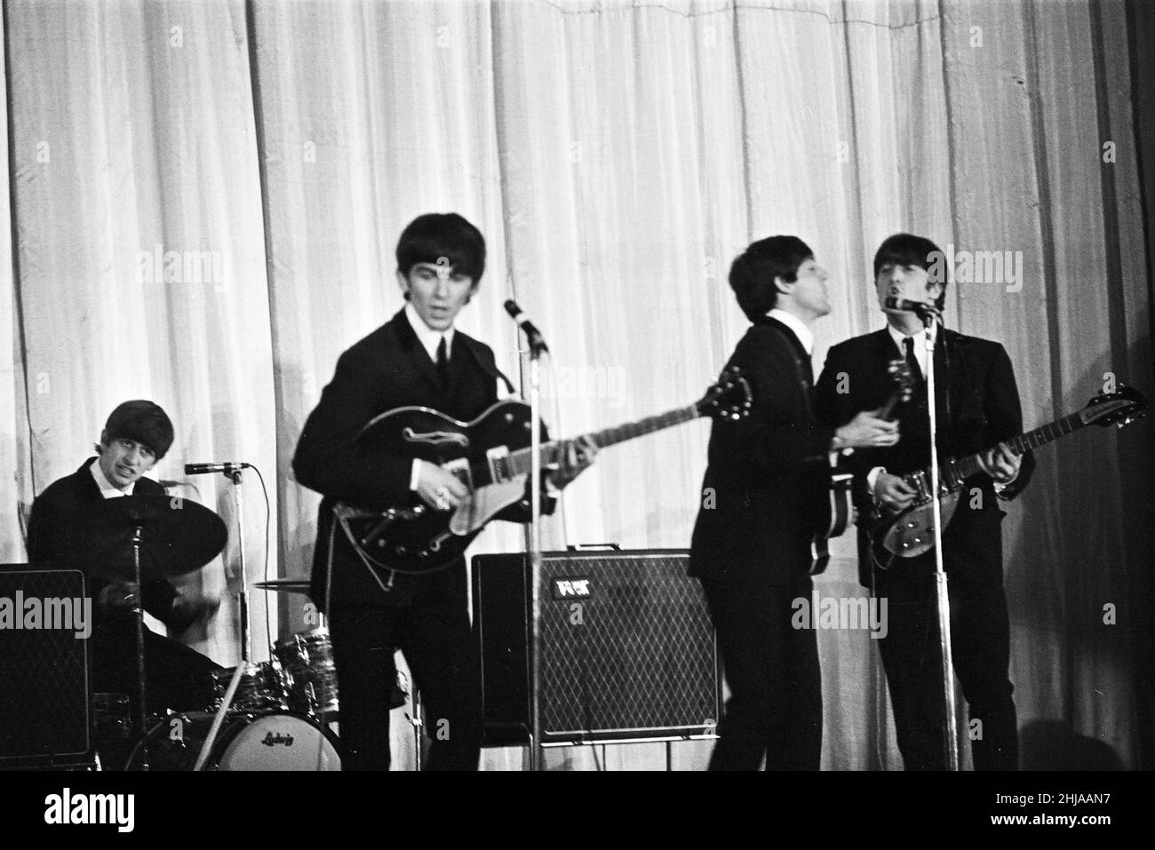 Beatles performing on stage November 1964 *** Local Caption *** watscan ...