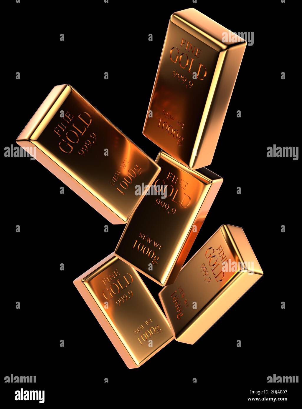 falling golden bars on a black background. 3d rendering Stock Photo - Alamy