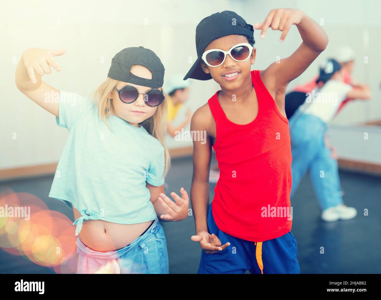 Kids hip hop dancers posing at studio Stock Photo - Alamy
