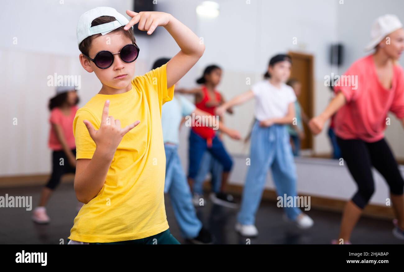 Boy hip-hop dancer posing at studio Stock Photo - Alamy