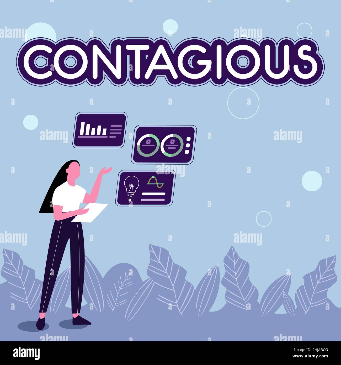 Handwriting text Contagious. Concept meaning transmissible by direct or ...