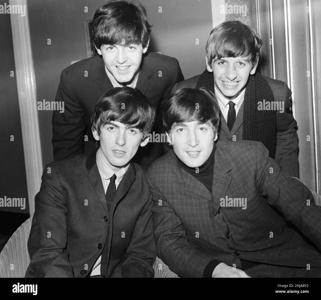 The Beatles backstage at The Regal in Cambridge 26th November 1963 Stock Photo - Alamy