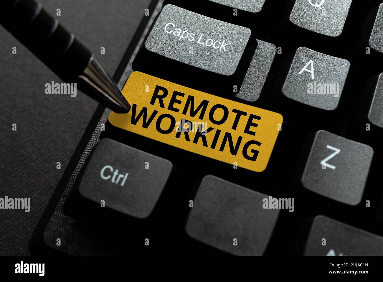 Handwriting text Remote Working. Business approach style that allows ...