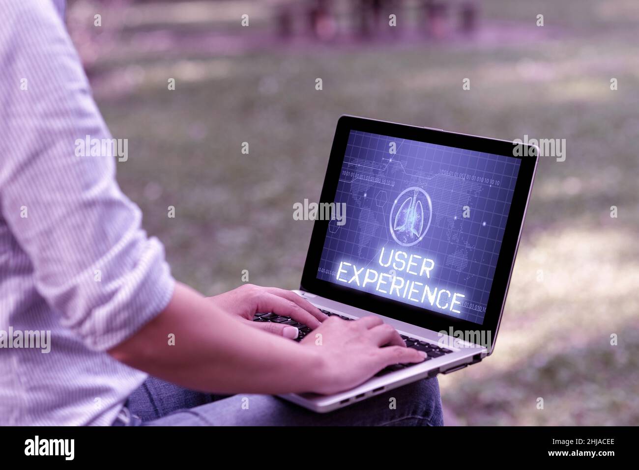 Writing displaying text User Experience. Business idea how a person reacts and feels after using ...
