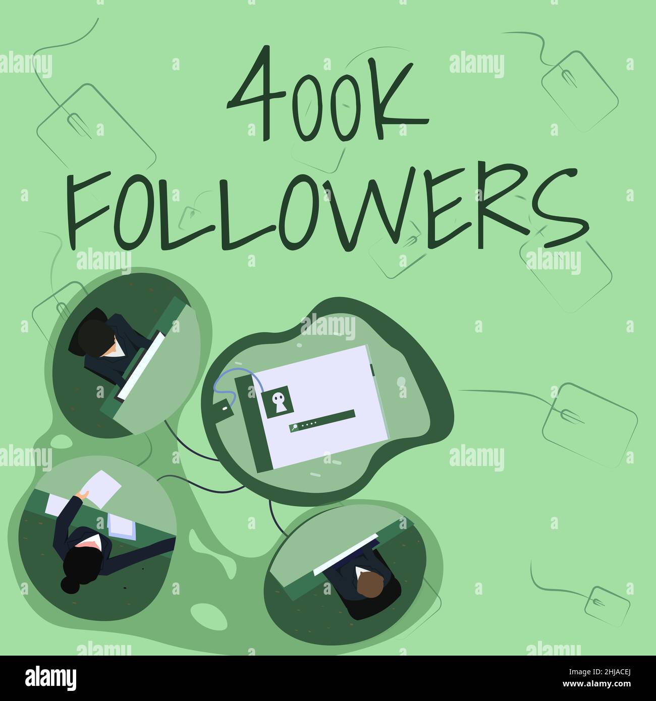 Text sign showing 400K Followers. Business overview number of ...