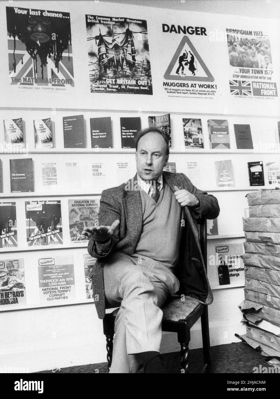 John Tyndall leader of the far right Greater Britain Movement seen here ...