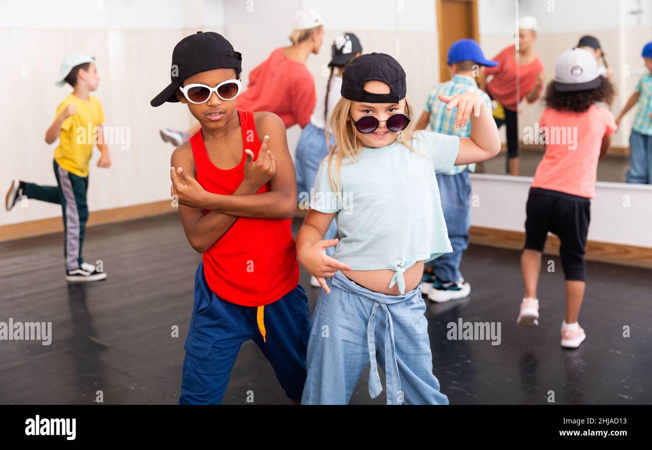 Kids hip hop dancers posing at studio Stock Photo - Alamy