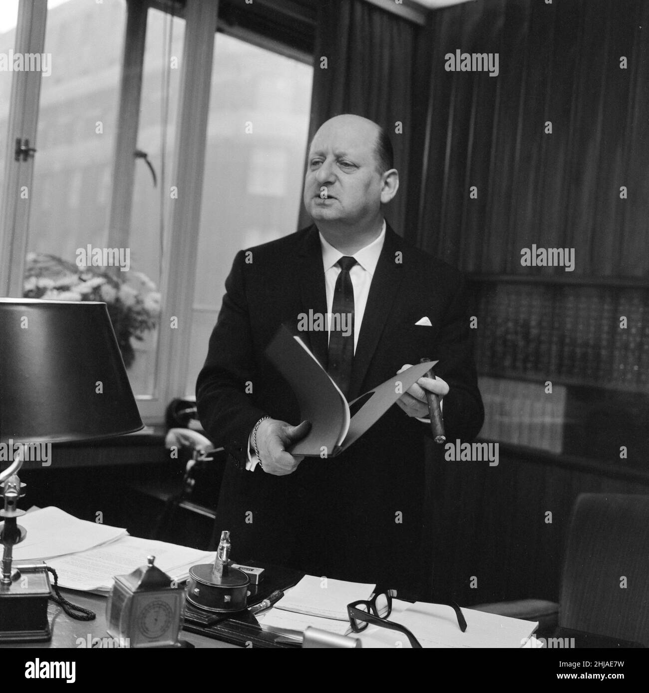 Media mogul Lew Grade pictured in his office at the ATV studios in ...