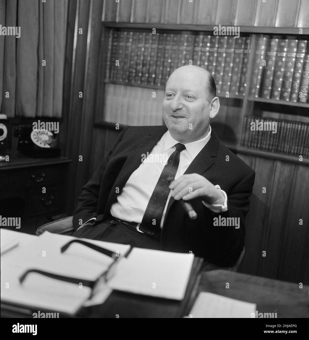 Media mogul Lew Grade pictured in his office at the ATV studios in ...