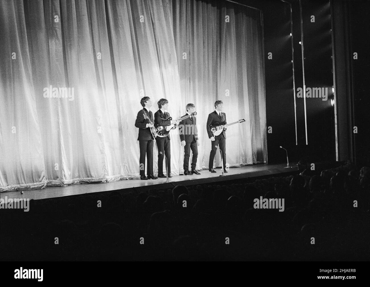 The Beatles performing for the Queen Mother at the Prince of Wales ...