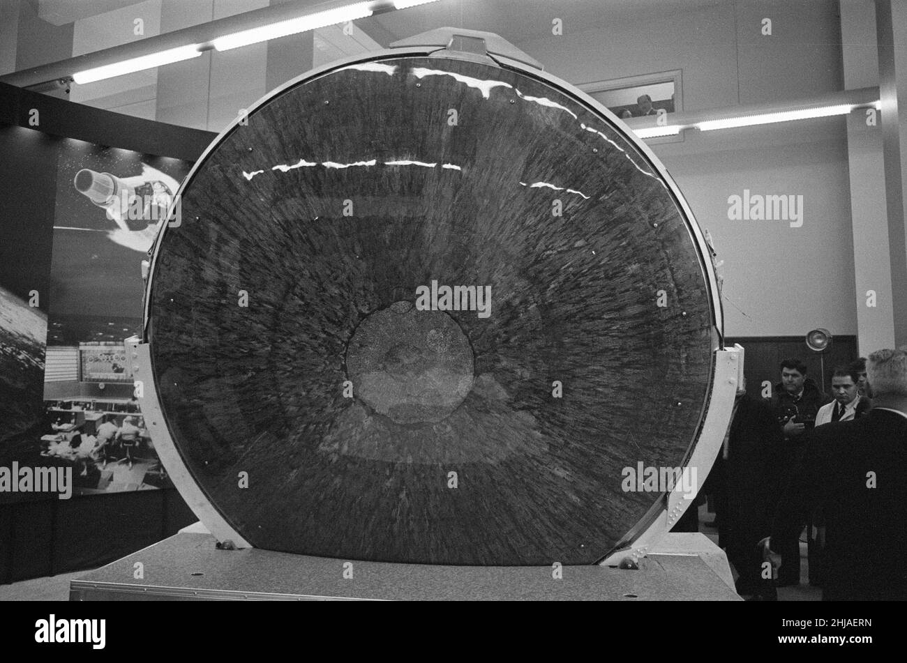 Heat shield of Mercury spacecraft Friendship 7, pictured on arrival at ...