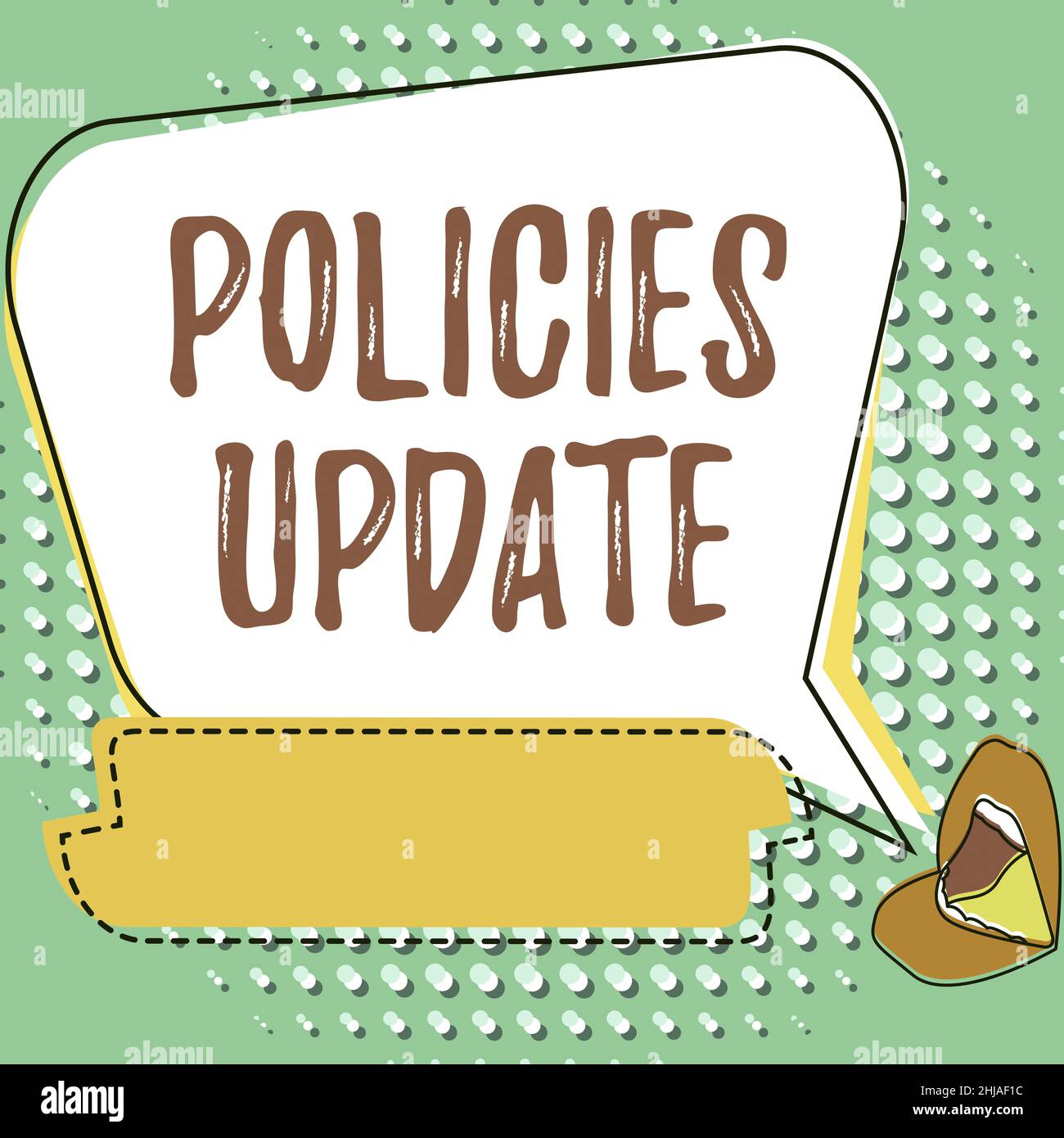 Conceptual display Policies Update. Business approach act of adding new information or ...