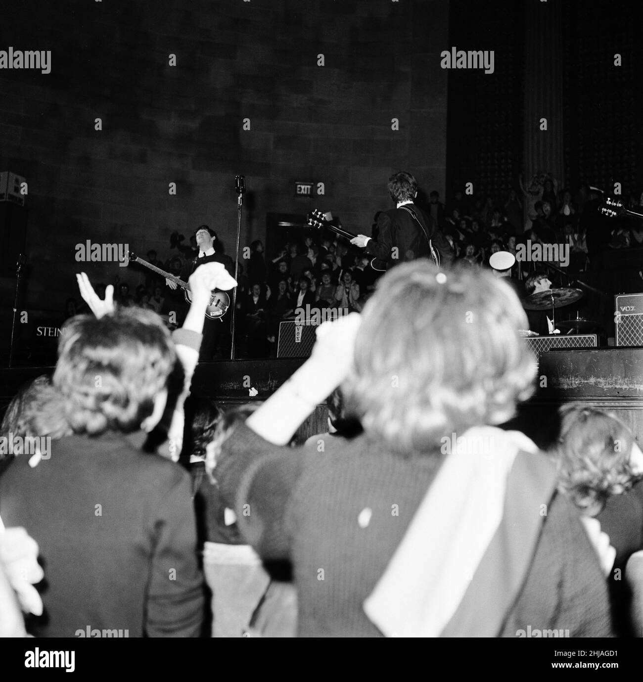 The Beatles Autumn Tour of Great Britain. The band performing on stage ...