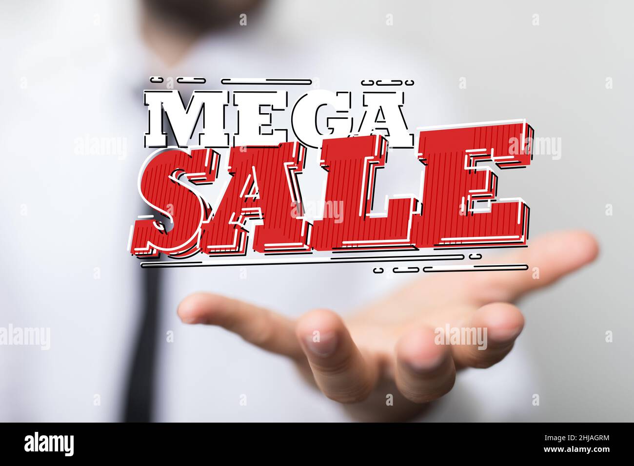 Illustration of colorful digital sign above a hand Stock Photo - Alamy