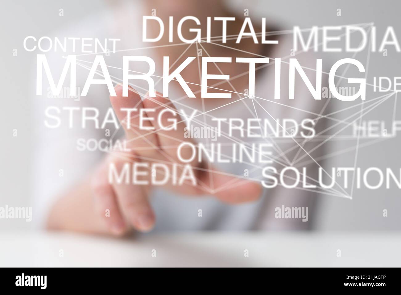 Person presenting the virtual projection of digital marketing Stock ...