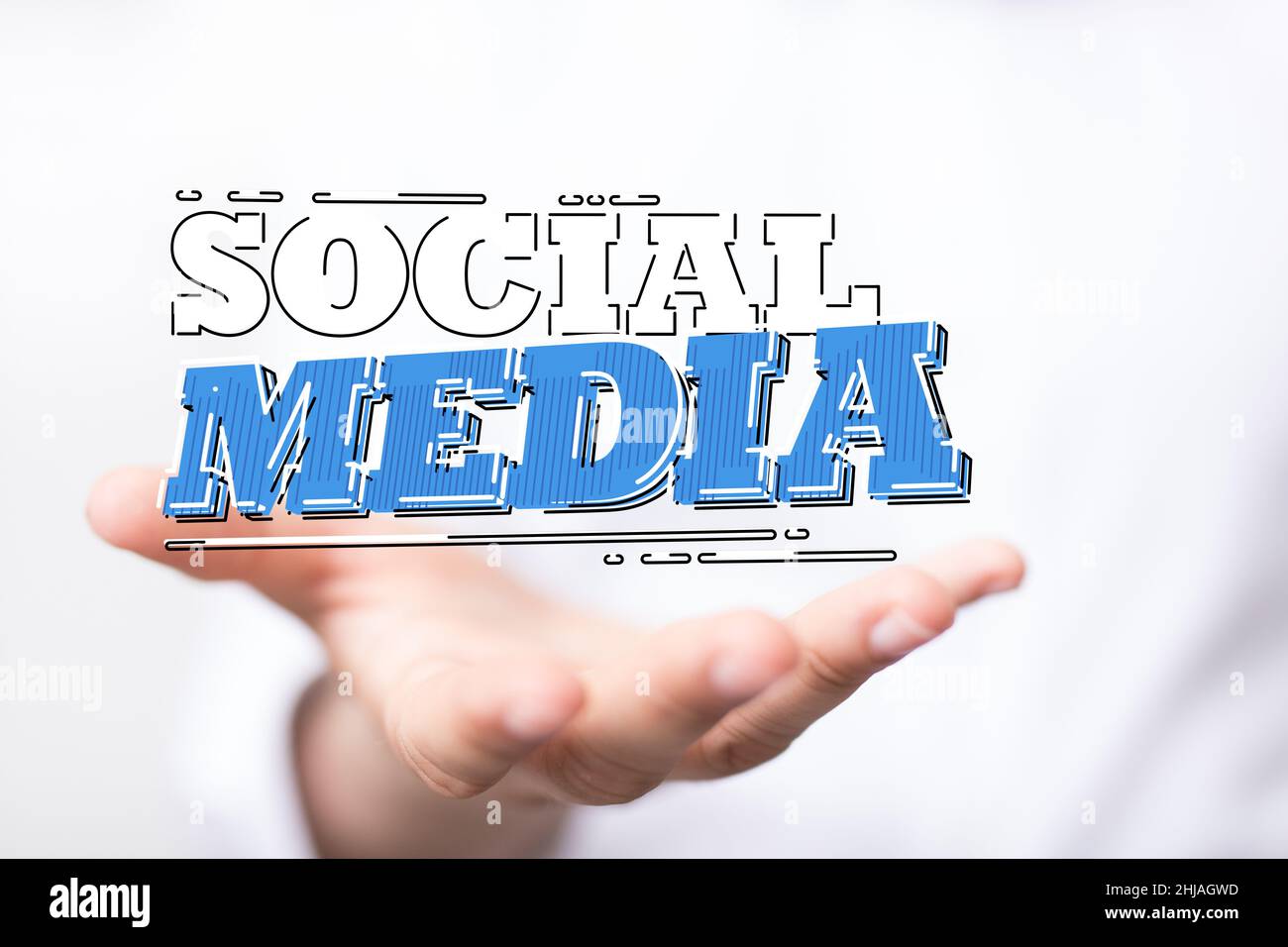 Illustration of colorful digital sign above a hand Stock Photo - Alamy