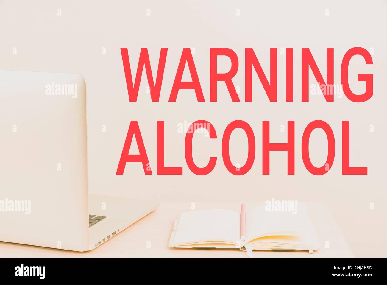 Handwriting text Warning Alcohol. Word Written on messages appear on ...